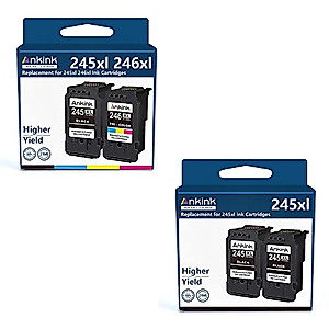 Ankink Higher Yield 245XL 246XL Ink Cartridge Black Color Combo and 2 Black Combo