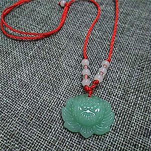 BAIBUE BUESAWAN Natural Green Jade Lotus Pendant Necklace Fashion Lucky Charm Pendant Jewelry