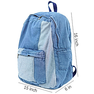 YunZh Denim Backpack Casual Style Lightweight Jeans Backpacks Classic Retro Travel Daypack Bookbags