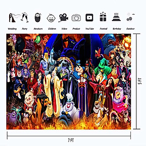 VV Backdrop Halloween Villains Backdrop 7x5 Villain Birthday Party Supplies Background for Kids Vinyl Villains Halloween Backdrops for Party Wall Decor