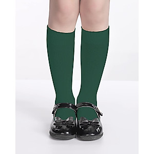 BOOPH Kids Socks Knee High Socks Boys Girls School Uniform Socks 3-5T Green