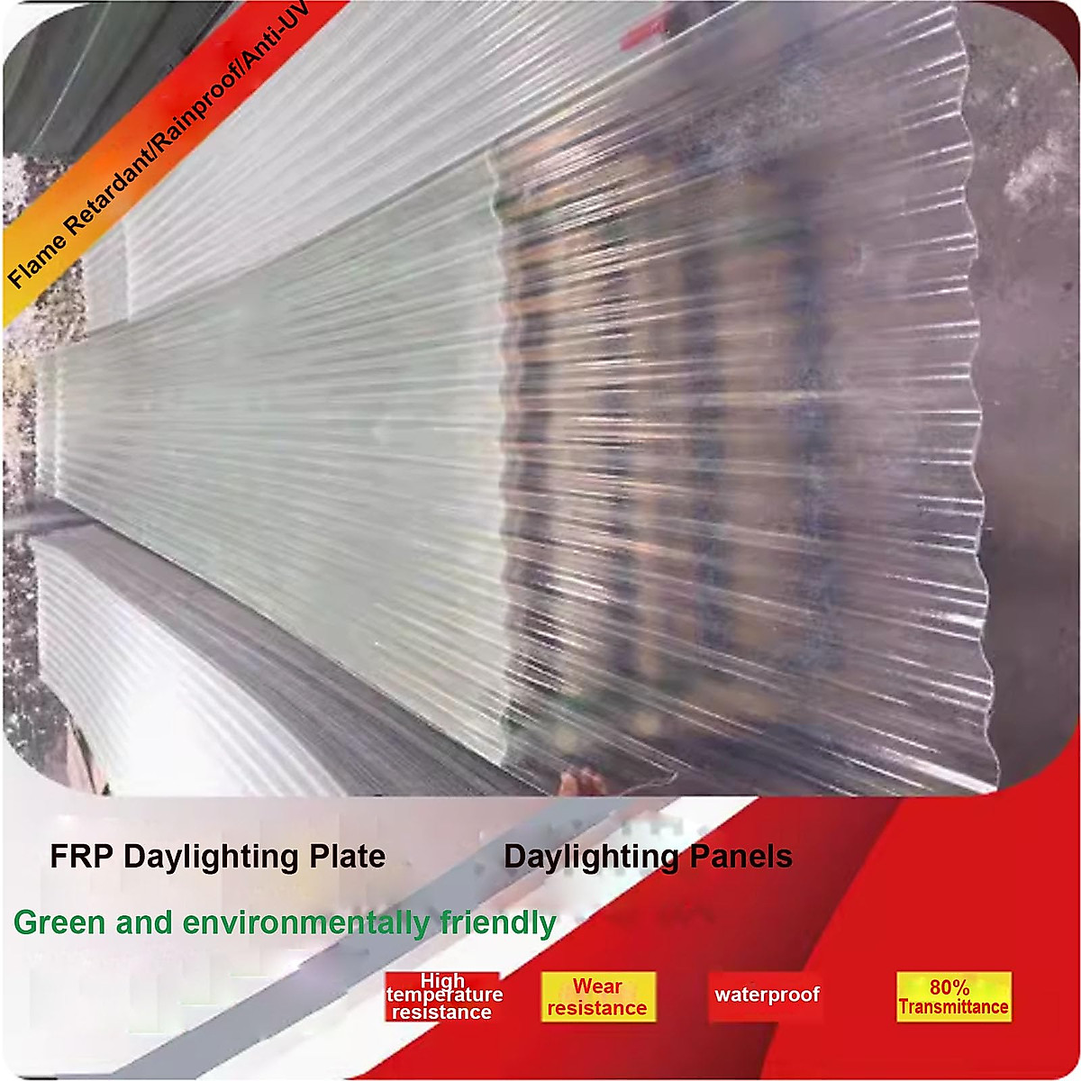 AIROTRON Clear Roof Sheet,2mm Thick Corrugated Roofing Sheets,Rainproof FRP Daylighting Plate,UV Protection Fiberglass Daylighting Panels,Mute Roofing Material,1/3/5/6/8/10/12/15 Pcs (35x43in,3 Pcs)