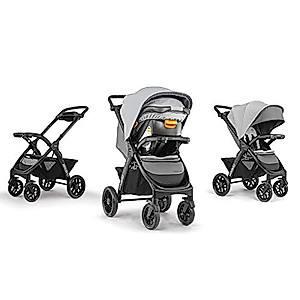 Chicco Bravo LE Trio Travel System, Bravo LE Quick-Fold Stroller with KeyFit 30 Zip Infant Car Seat, Car Seat and Stroller Combo | Driftwood/Grey