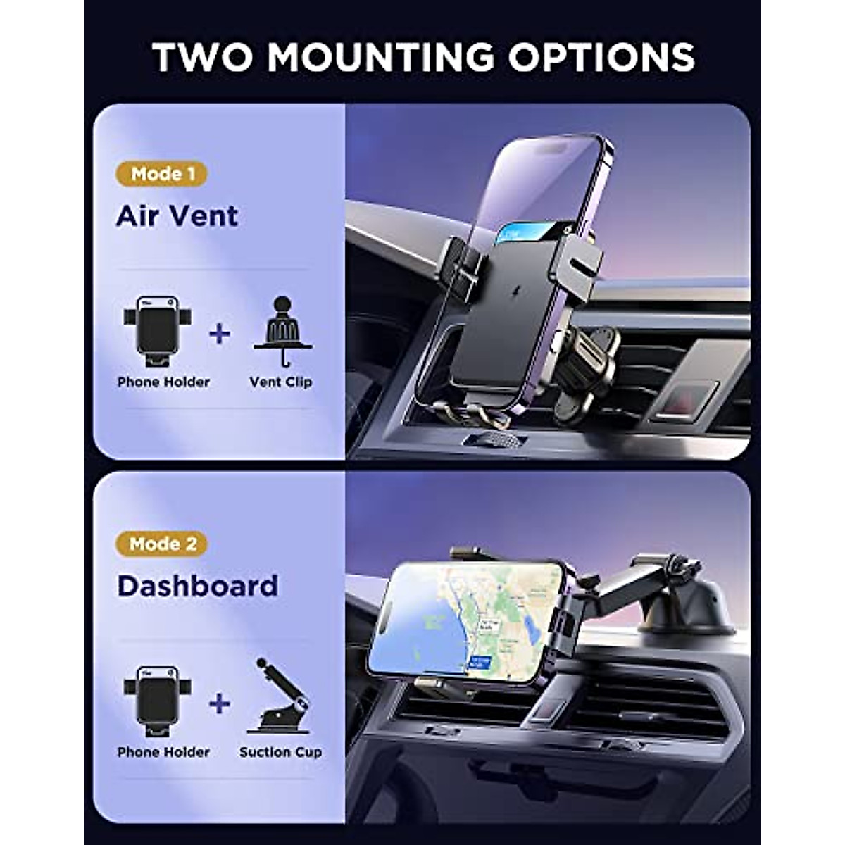 JOYROOM Wireless Car Charger JR-ZS219，15W Qi Fast Charging Phone Mount for Car， No Fear of Bumps and Never Fall Off for iPhone 14 13 12 11, Galaxy S22/S20+
