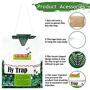 Dwcom 6 Packs Large Fly Traps Outdoor, Fly Bags Ranch Fly Trap Fly Catcher Fly Killer, Fly Repellent Control for Outdoor Farm/Orchard