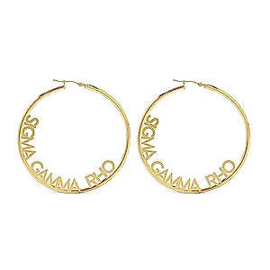 Sorority Shop Sigma Gamma Rho- Hoop 18K Gold Plated Dainty Earrings for Women - Sigma Gamma Rho Jewelry with Ideal 2" Diameter Hoops - Sigma Gamma Rho Gifts