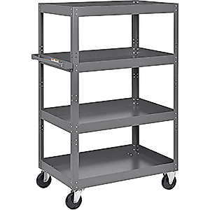 Global Industrial Multi-Level Steel Shelf Truck, 4 Shelves, 800 Lb. Capacity, 36"L x 24"W x 60"H