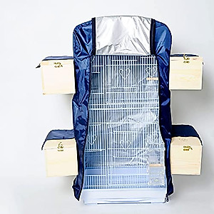 UCATQ Bird Cage Covers, Dark Blue Color Large Birdcage Cover, Warm Windproof Waterproof Shell Shield for Square or Long Cage Crate