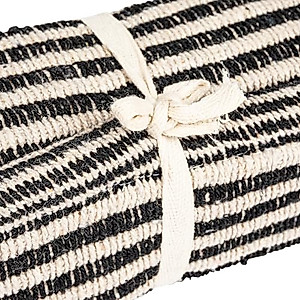 Creative Co-Op 3' x 5' Black & White Cotton Striped Dhurrie Rug