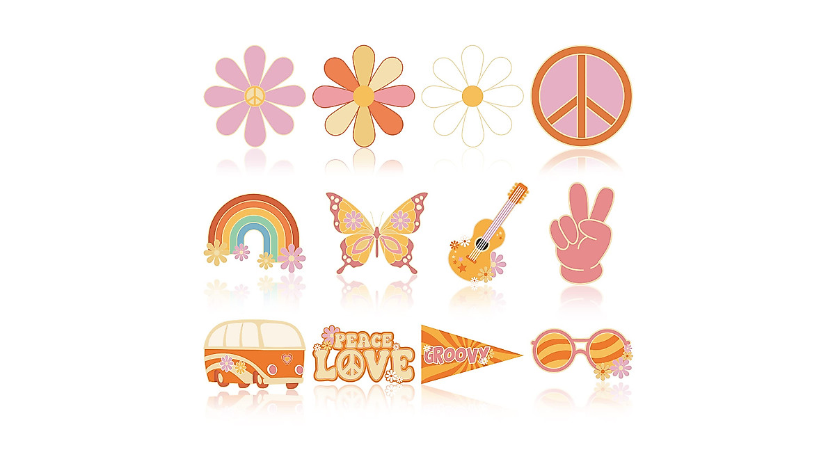 Groovy Retro Hippie Cutouts for 60s Party Decor