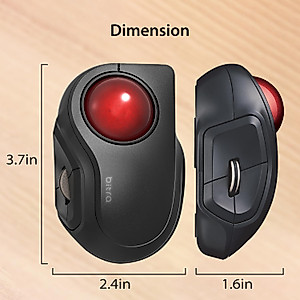 ELECOM Bitra Small Travel Trackball Mouse with Case, Bluetooth Wireless, Index Finger Control, Silent Mouse, Ergonomic Design, 5 Programmable Buttons