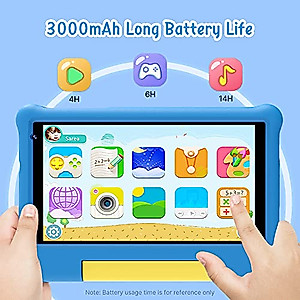 ApoloSign Kids Tablet, 7-inch Android 13 Tablet for Kids, 2GB RAM+32GB ROM with WiFi, Bluetooth, Parental Control APP, Educational Games, Dual Cameras, Shockproof Case(Blue)