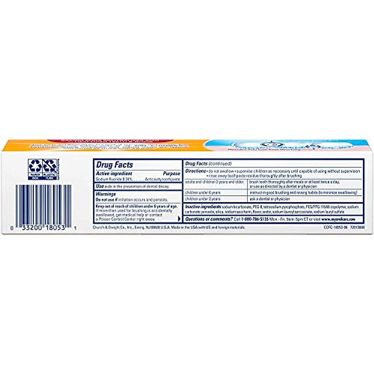 ARM & HAMMER Complete Care Fluoride Anticavity Toothpaste, Fresh Mint 6 oz (Pack of 3)