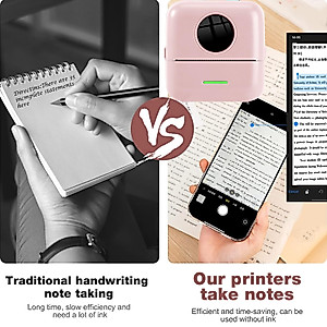 Crmanedy Portable Inkless Sticker Maker，Bluetooth Sticker Maker with 8 Rolls Paper，Compatible with iOS&Android，for DIY Making, Study Notes, memos, Lists, Work Plans, Graduation Gifts (Pink)