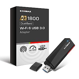 EDiMAX Wi-Fi 6 AX1800 USB 3.0 Adapter | Dual Band, 1201Mbps (5GHz), 573Mbps (2.4GHz) | MU-MIMO + OFDMA for Lower Latency and Multiple Streams | Windows 10/11 Support | EW-7822UMX