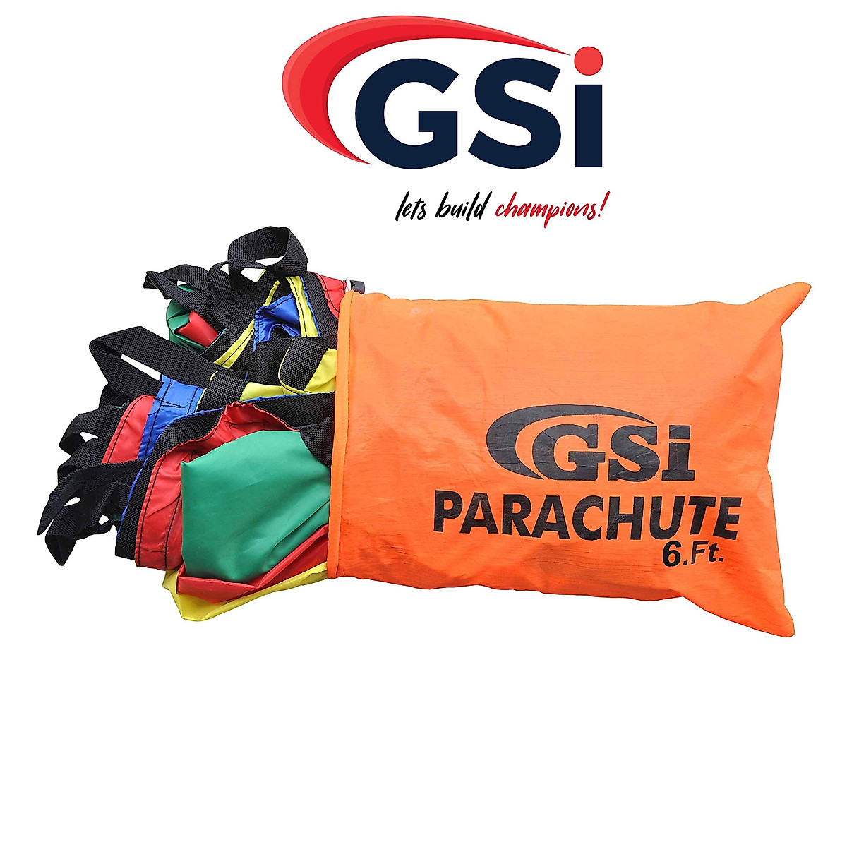 GSi Kids Play Parachute 24 Ft, 30Ft, 35Ft Toy with Handles and Carry Bag for Cooperative Play and for Upper-Body Strength | Multi-Colored
