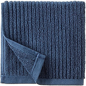 Amazon Aware 100% Organic Cotton Ribbed Bath Towels - Washcloths, 6-Pack, Navy