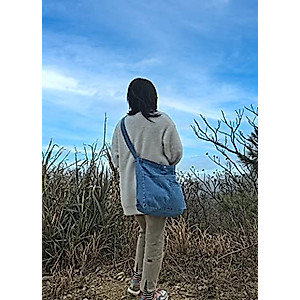 YunZh Denim Purse Tote Shoulder Handbag Shopping School Travel Pockets