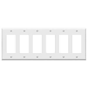 ENERLITES Decorator Light Switch or Receptacle Outlet Wall Plate, Size 6-Gang 4.50" x 11.81",Polycarbonate Thermoplastic, 8836-W, White