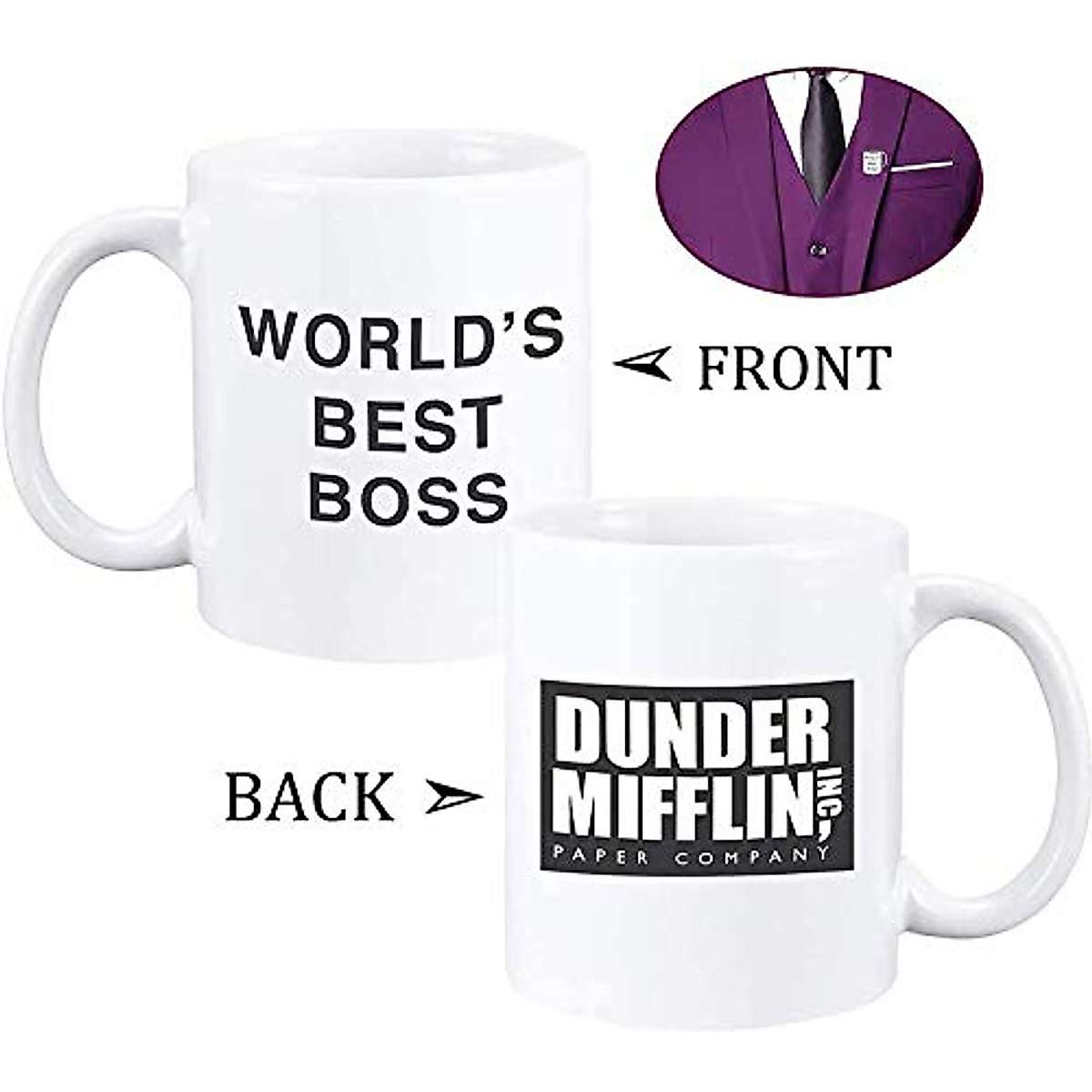 World's Best Boss Mug, The Office Mug Dunder Mifflin 11 oz Ceramic Mug Funny Unique Idea Cup Gift for Office Male Female Bosses Coworkers