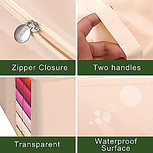 Toplive 2 Pack Extra Large Clothes Storage Bag, Double Zipper Clothes Organizer with Clear Window for Store Quilt, Blanket, Pillow, Bed Sheet, Jacket, XL+XL