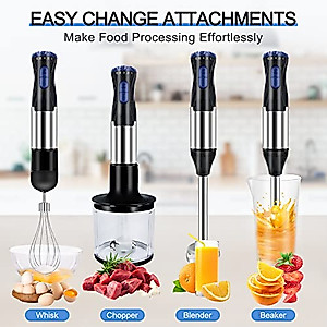 Bemkop Immersion Blender 1000 Watts -Multi-Purpose Handheld Blender with Whisk, Chopping Bowl, Mixing Beaker Attachments, Variable Speed Control