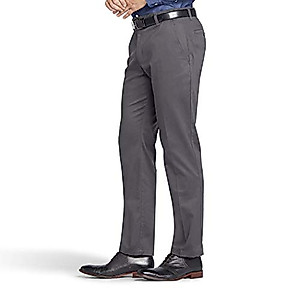 Lee Men's Total Freedom Stretch Slim Fit Flat Front Pant, Charcoal, 31W x 30L
