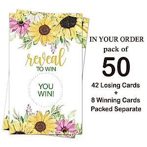 Haizct 50 Pack Sunflower Bridal Shower Scratch Off Game Cards for Country Wedding, Bridal Shower, Bridal Lottery Tickets, Wedding Shower Ideas, Baby Shower