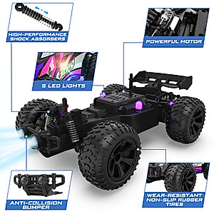 EpochAir Remote Control Car - 20km/h 2.4GHz High Speed RC Cars, Off Road Hobby RC Racing Car with 2 Rechargeable Batteries & LedLights, Toy Car Gift for 3 4 5 6 7 8 Year Old Boys Girls Kids