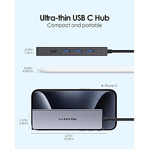 LENTION USB C Hub with a Gigabit Ethernet Port, 4K HDMI Display, 3 USB-A USB 3.0 Ports for MacBook Pro, MacBook Air, Dell, Lenovo, HP Laptops and More, Stable Driver Certified (C25, Space Gray)