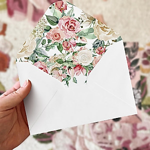 Artoid Mode 24 Pack Rose Flower Thank You Cards Wedding Greeting Cards Gift With Envelope Sticker Blank Note Cards for Birthday Wedding Baby Shower Bridal Shower, 4 x 6 Inch