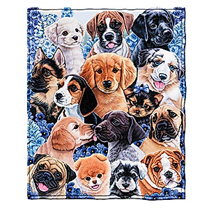 Dogs Selfie Super Soft Plush Fleece Throw Blanket & Puppy Collage Super Soft 50" x 60" Plush Fleece Throw Blanket by Jenny Newland