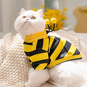 Pet Funny Hoodie Ugly Christmas Sweater Cold Weather Warm Coat for Puppy Small Dog Halloween Party Costume Cute Hoodie (X-Small, Yellow Bee)