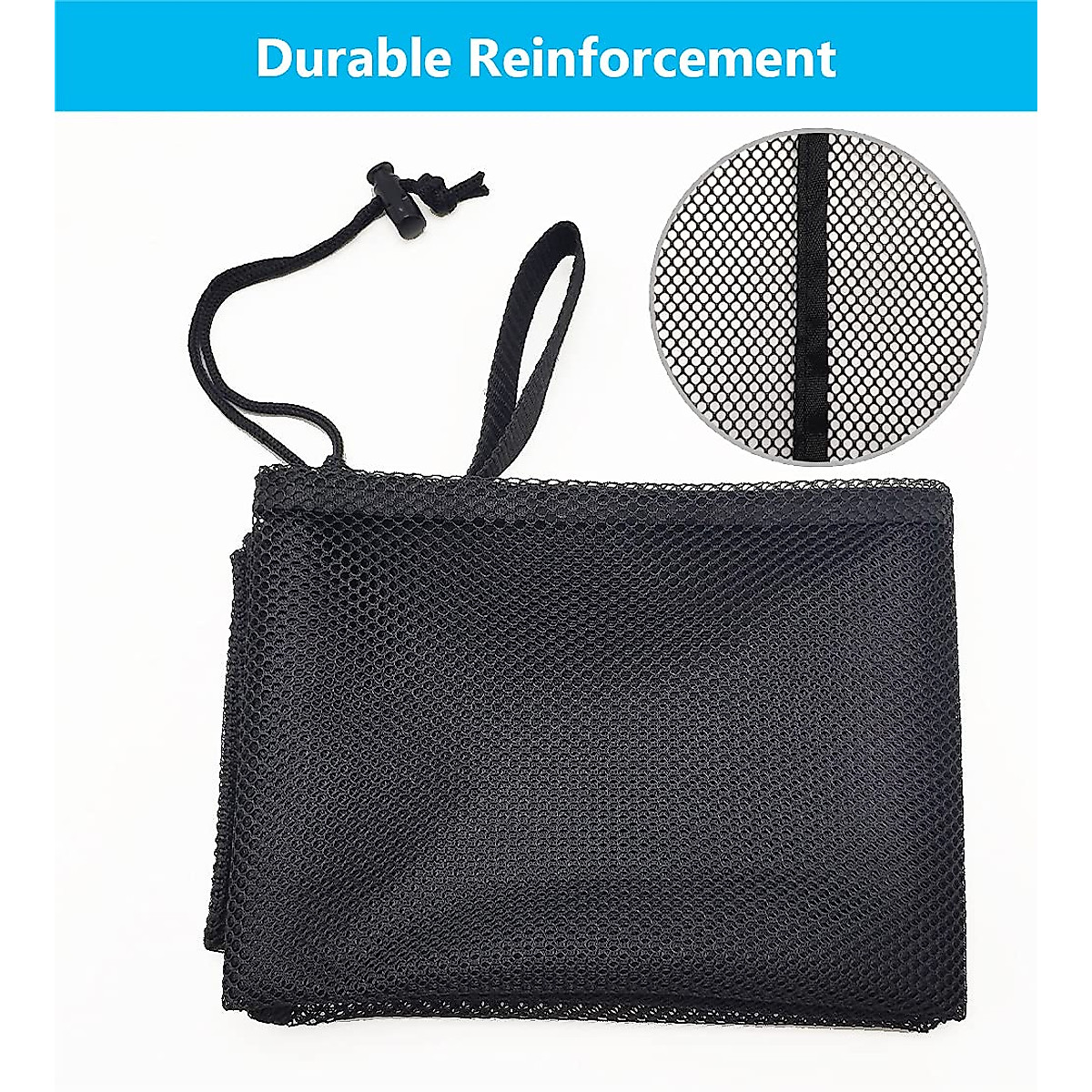 Large Mesh Laundry Bag with Straps and Zipper Pockets, Heavy Duty Mesh Drawstring Bag Foldable, Factories, College, Dorm, Travel and Apartment (24" x 36" | Black)