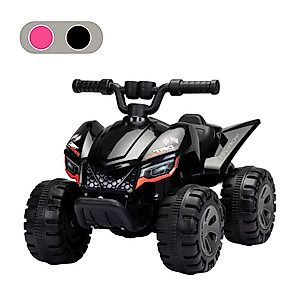TOBBI Electric Ride On ATV for Kids, Toddlers 6V Battery Powered Ride On Toy with LED Lights Mist Spray Device, 4 Wheeled Electric Car with Radio & Music for Children Aged 1-3-Black