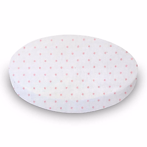 SheetWorld Fitted 100% Cotton Jersey Oval Sheet, Fits Stokke Mini 23 x 29, Pink Pindot, Made in USA