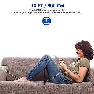 iPhone Charger, 2Pack 10FT Extra Long【Apple MFi Certified】 iPhone Charging Lightning Cable Fast Transfer Cord with USB Wall Apple Chargers Travel Plug Adapter for iPhone 13/12/11/SE 2020/X/XR/8/7