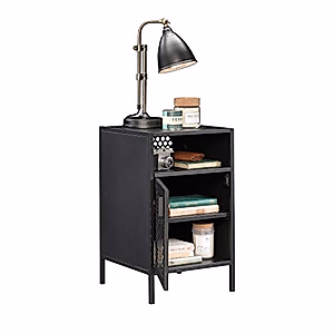 Sauder Boulevard Café Night Stand, L: 14.49" x W: 14.96" x H: 24.02", Black Finish