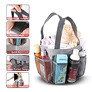 Faswyong Mesh Shower Caddy,Portable Shower Caddy Dorm, Quick Dry Mesh Shower Caddy, Bathroom mesh shower Caddy For College Dorm Room Essentials, Gym, Bathroom, Camp, Travel(Gary)