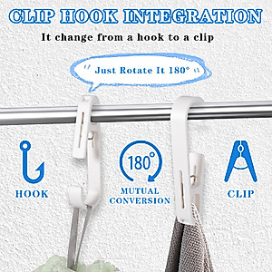 4PCS Laundry Hooks Clip Plastic Clothes Hangers Pins, Clothes Pins Swivel Hanging Hooks Super Strong Hanger Clips Laundry Hooks Clip for Bathroom Wardrobe Kitchen Travel