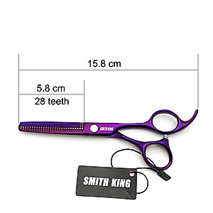 5.5 Inches Hair Cutting Scissors Set with Razor Combs Lether Scissors Case,Hair Cutting Shears Hair Thinning Shears for Personal and Professional (Voilet)