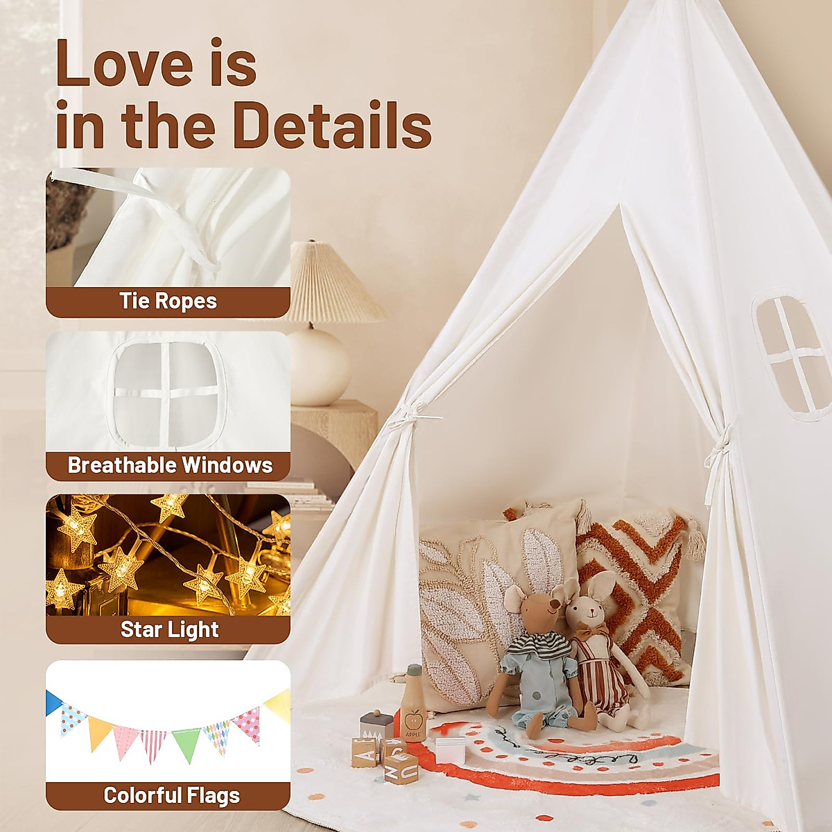 Kids Teepee Tent for Kids,Kids Play Tent for Girls & Boys, Gifts Playhouse for Kids Indoor Outdoor Games, Kids Toys House for Baby (Teepee Tent for Kids)