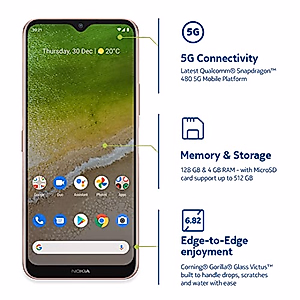 Nokia G50 5G | Android 11 | Unlocked Smartphone | US Version | 4/128GB | 6.82-Inch Screen | 48MP Triple Camera | Sand