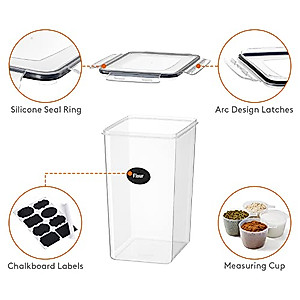 Lifewit Extra Large Food Storage Containers 175oz 4PCS with Lids Airtight for Flour, Sugar, Rice, Baking Supply Kitchen Pantry Bulk Food Organization with Measuring Cups, Labels, Maker (5.2L-4.7quart)