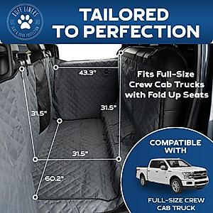 Dog Hammock For Truck with Fold Up Seats - Heavy Duty Crew Cab Size Floor Cover with Door Protection - Waterproof Truck Dog Seat Cover Back Seat with Door Protection - Machine Washable with Travel Bag