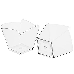 ZENFUN 100 Pack Dessert Cups with Spoons, 3.5 Oz Square Mini Dessert Pudding Cups, Clear Plastic Parfait Appetizer Cups for Mousse Cake, Parties, Wedding, Tasting