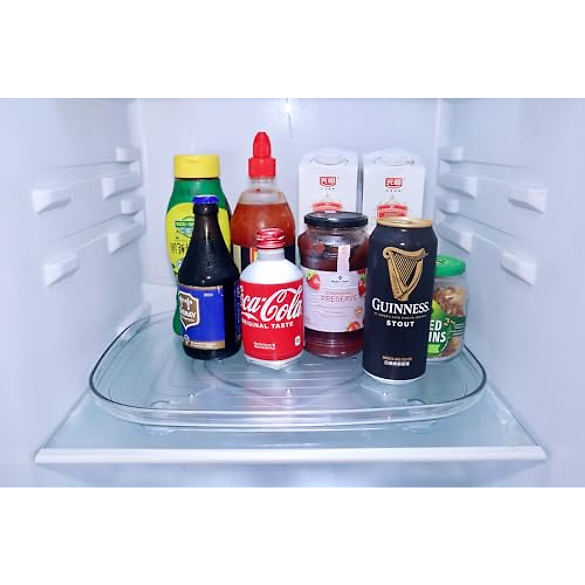 UPOGA Large Lazy Susan Rotating Turntable Organizer - for Kitchen, Pantry, Cabinet, Dining Table, Fridge, Countertop，Vanity - Spinning Food Storage Container for Spices, Condiments- Clear,15.9"x11.8"