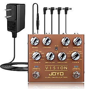 JOYO R-09 Dual Channel Modulation Multi Effects Pedal Bundle with DC 9V Pedal Power Supply (800mA -1A) AC Adapter
