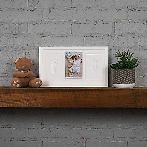 Nuby Baby Hand & Footprint Kit with Wall Decor Frame That Holds One 4 x 6 Photo & 2 Clay Print Kits for Newborn Girls & Boys, Personalized Baby Gift