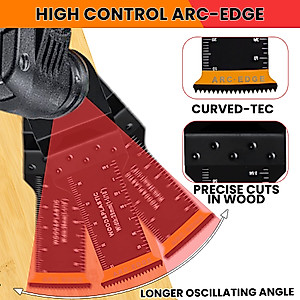 CONNOO 86 Pack Oscillating Saw Blades with Case, Arc Edge Multitool Blades, Oscillating Tool Blade, Bi-Metal for Wood/Metal/Plastic Kits Fit Dewalt Milwaukee Ryobi